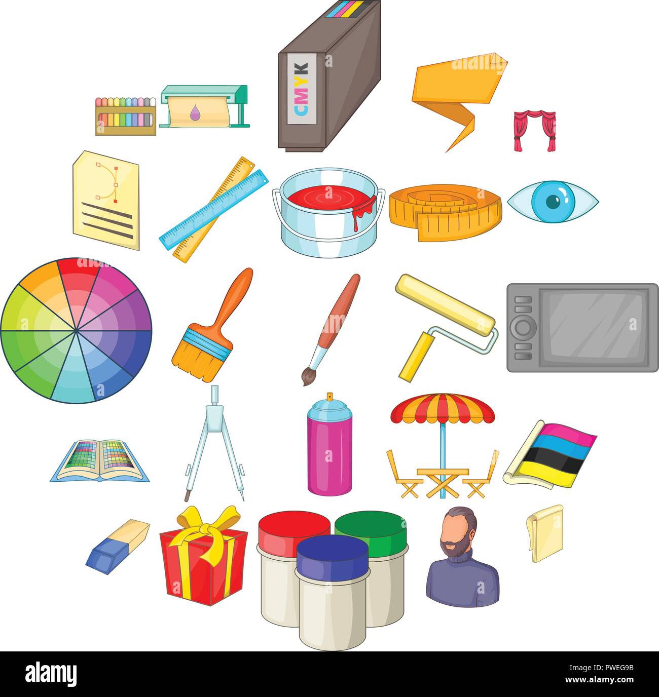 Artist icons set, cartoon style Stock Vector Image & Art - Alamy