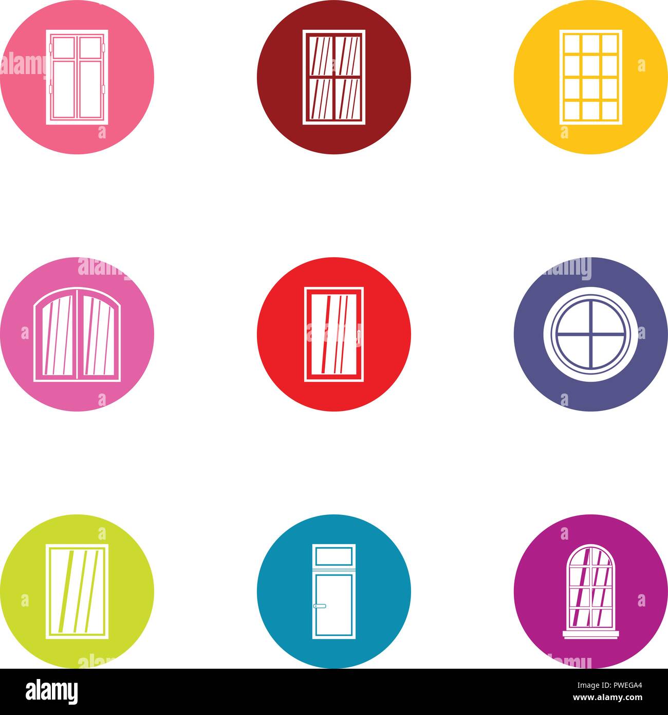 French door icons set, flat style Stock Vector Image & Art - Alamy