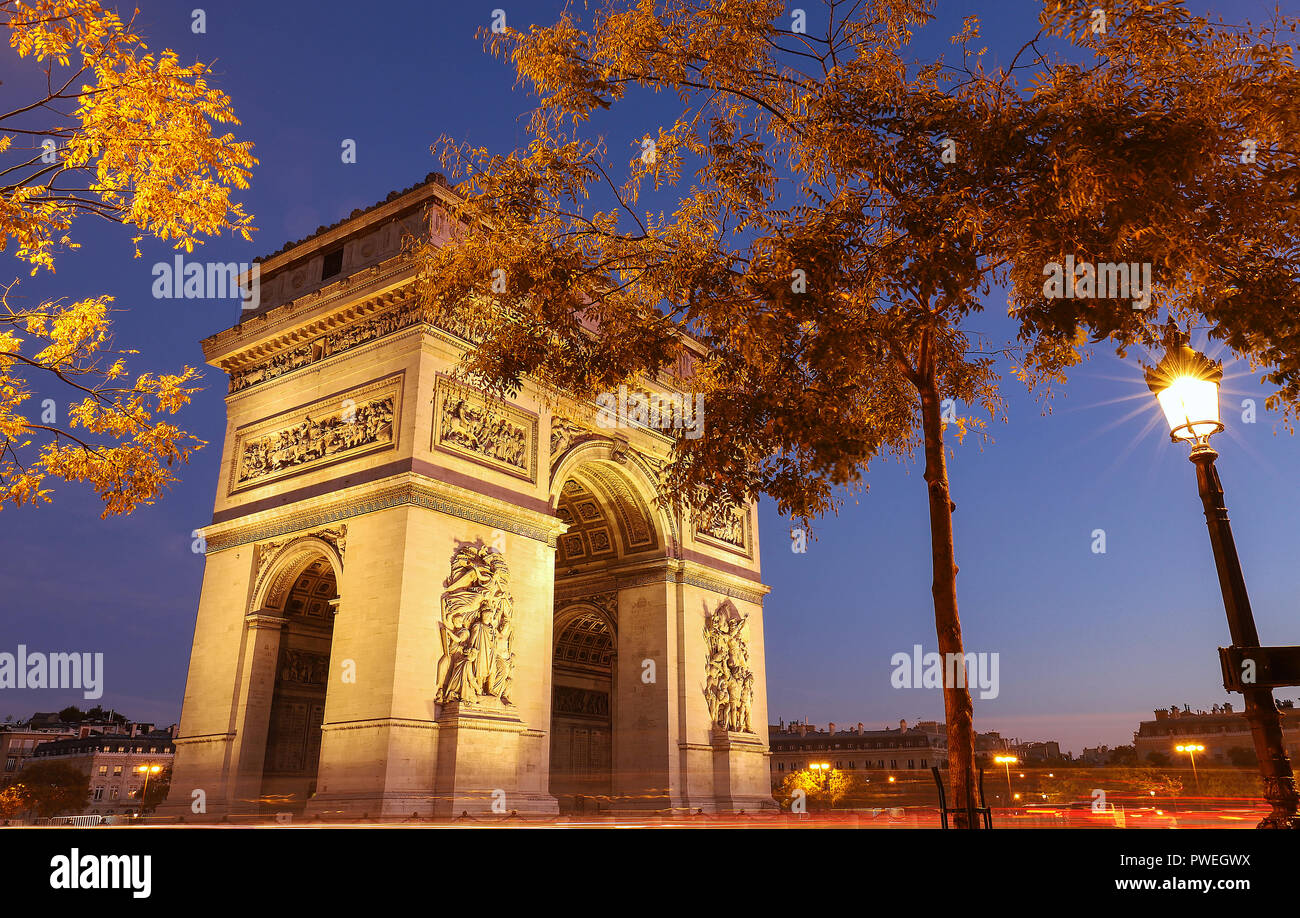 The Triumphal Arch in evening, Paris, France Stock Photo - Alamy