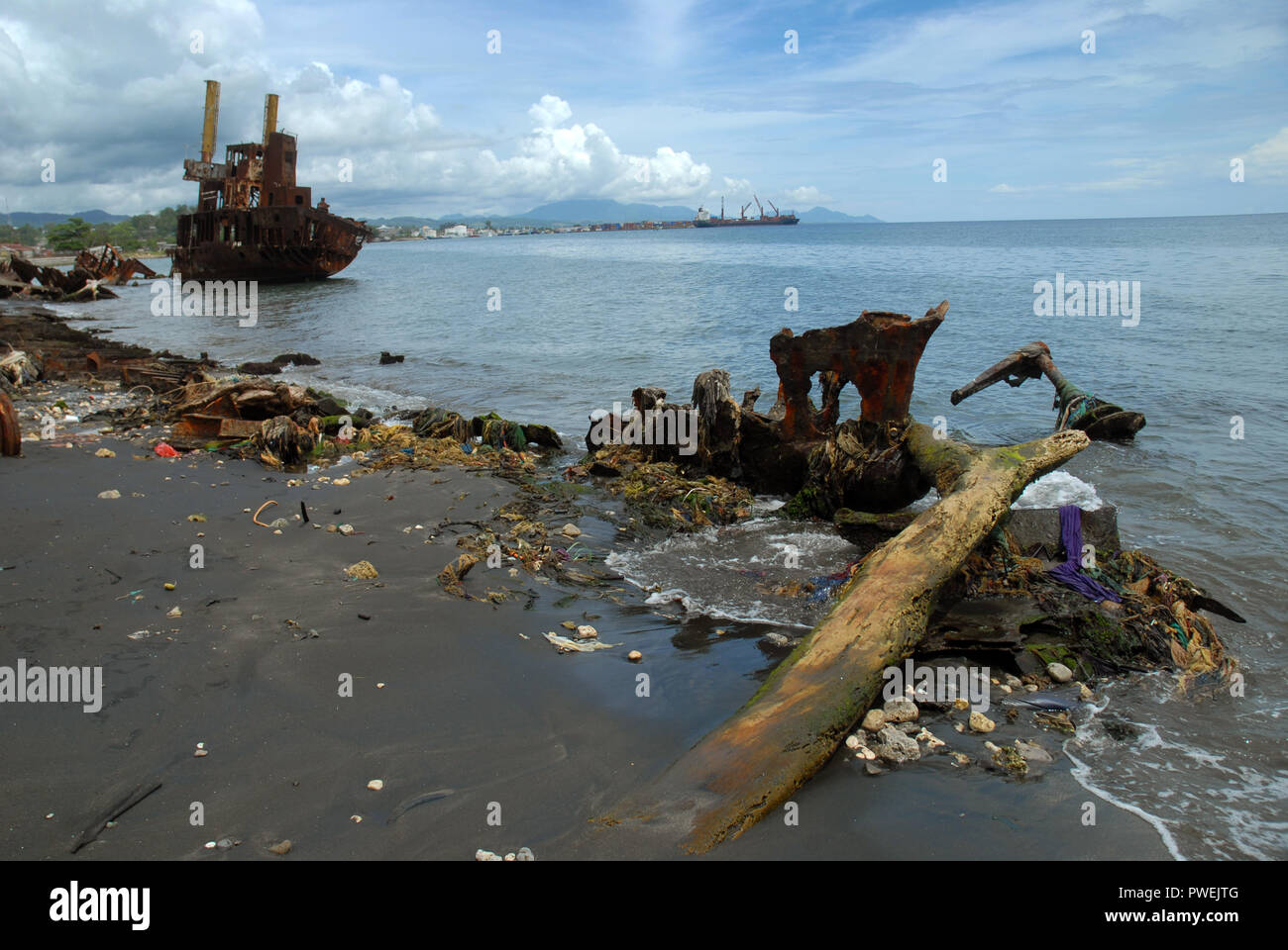 Ship wreck on a beach, Honiara, Solomon Islands Stock Photo - Alamy