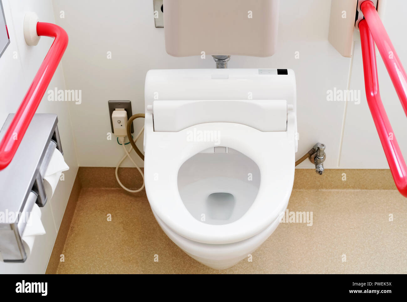Toilet and handrail for disabled people at the toilet room, safty ...