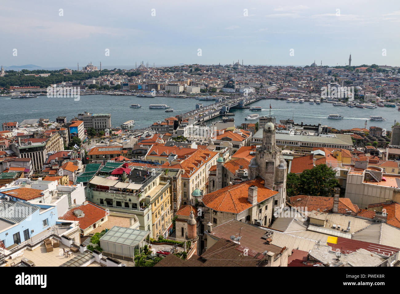 View over Istanbul from The Galata Tower at Daytime, Istanbul , Turkey ...