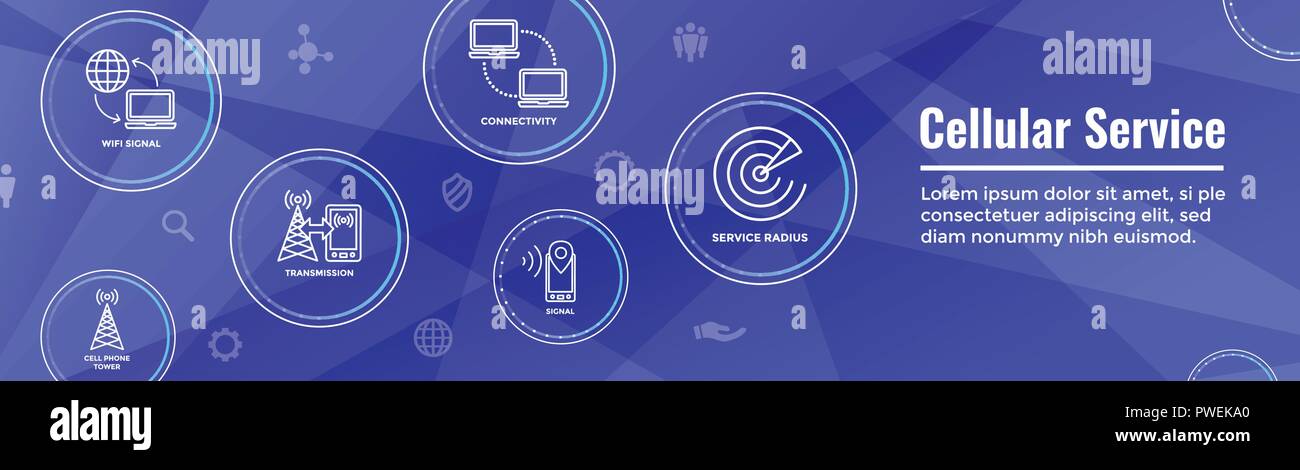 Mobile Cellular Service Web Header Banner with Cellphone Towers ...