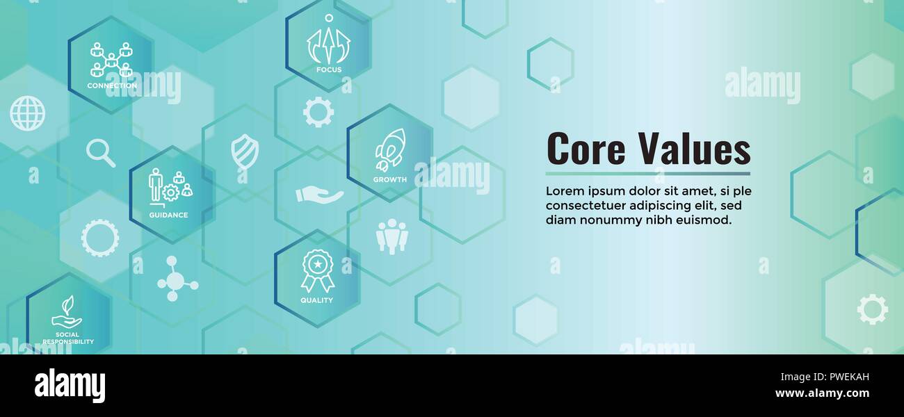 Core Values Web Header Banner image with Integrity, Mission, Icon Set Stock Vector Image & Art ...