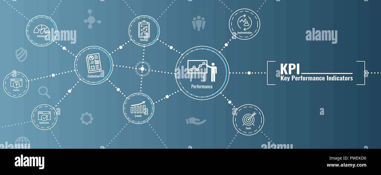 KPI w Key Performance Indicators Web Header Banner and Icon set Stock ...
