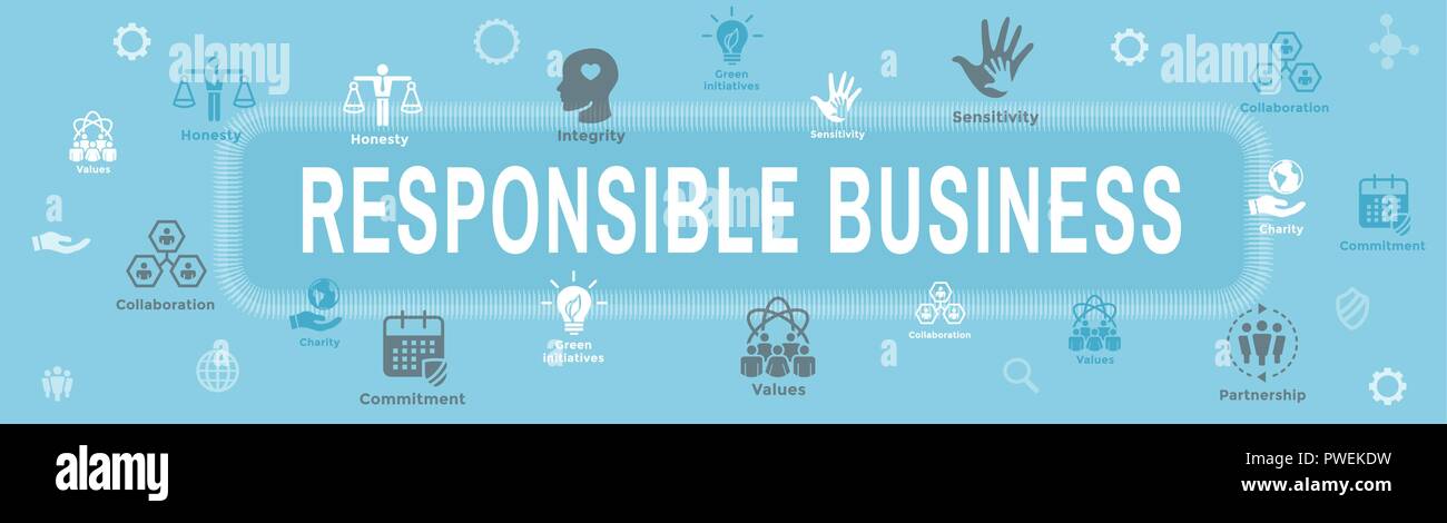 Social Responsibility Web Banner Icon Set & Web Header Banner w Honesty ...