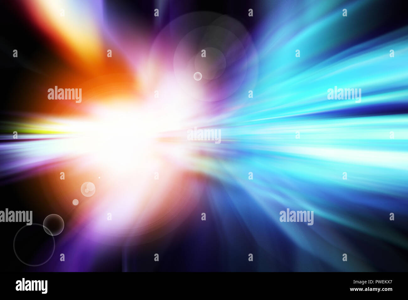 abstract background of speed traffic light trails with circle bokeh ...