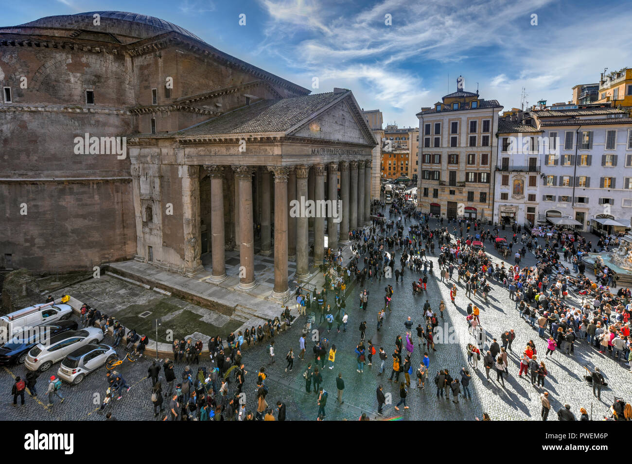 Rome, Italy - March 25, 2018: Aerial view of the ancient Pantheon ...