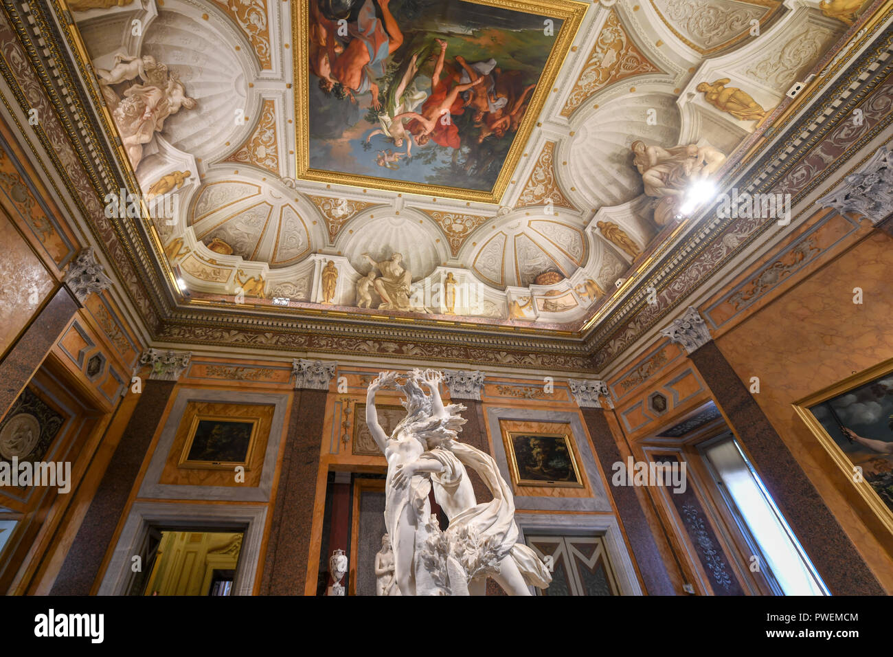 Rome, Italy - March 25, 2018: Marble statues in Villa Borghese in Rome ...