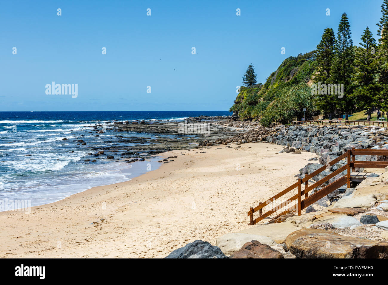 Wooden stairs to Moffat Beach, Sunshine Coast, Queensland, Australia ...