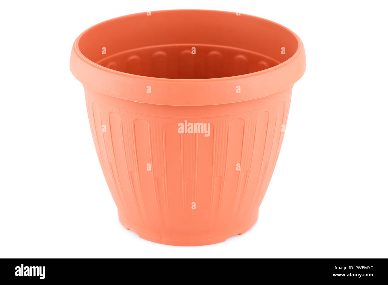 Brown plastic flower pot isolated on white background Stock Photo - Alamy