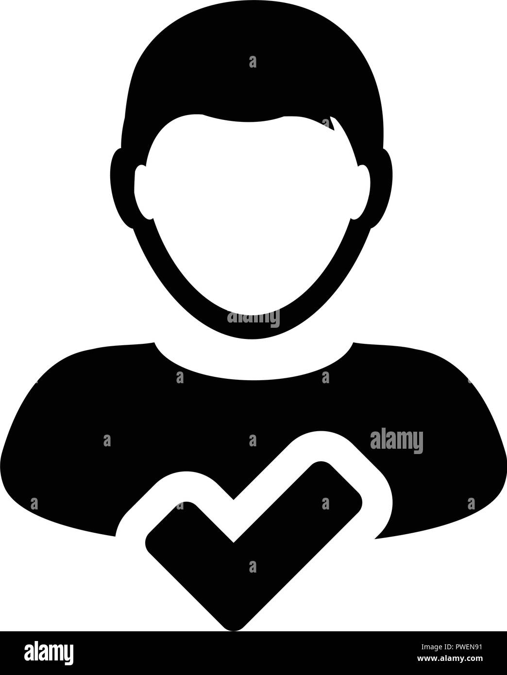Approve User icon vector male person profile avatar symbol in flat ...
