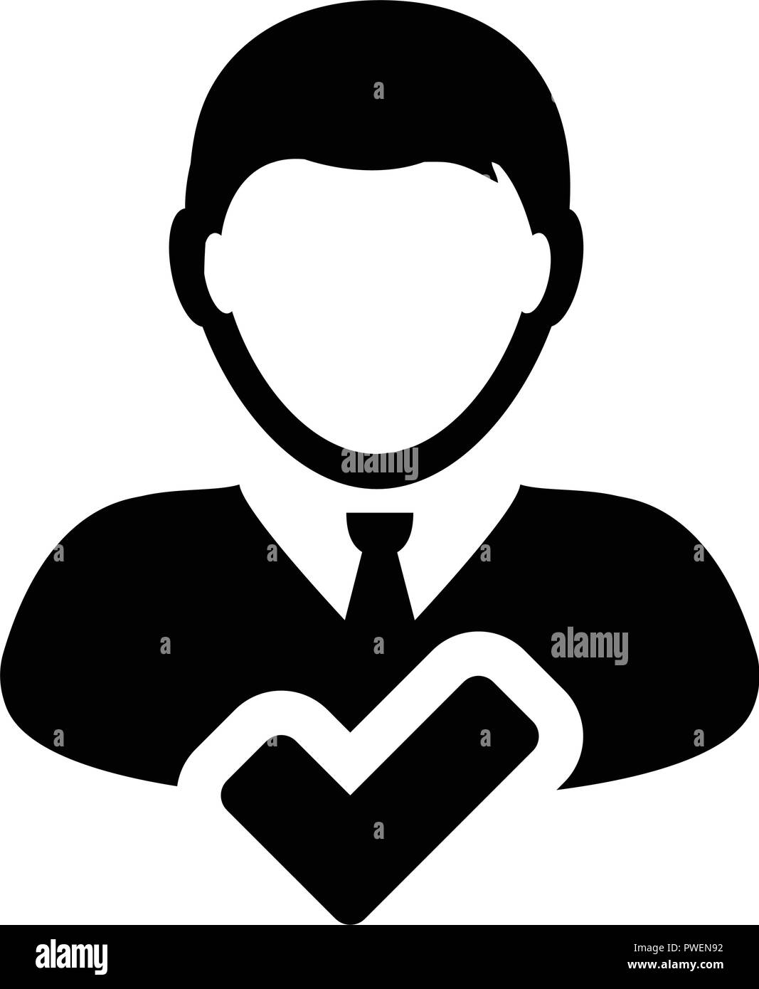 Accept User icon vector male person profile avatar symbol in flat color ...