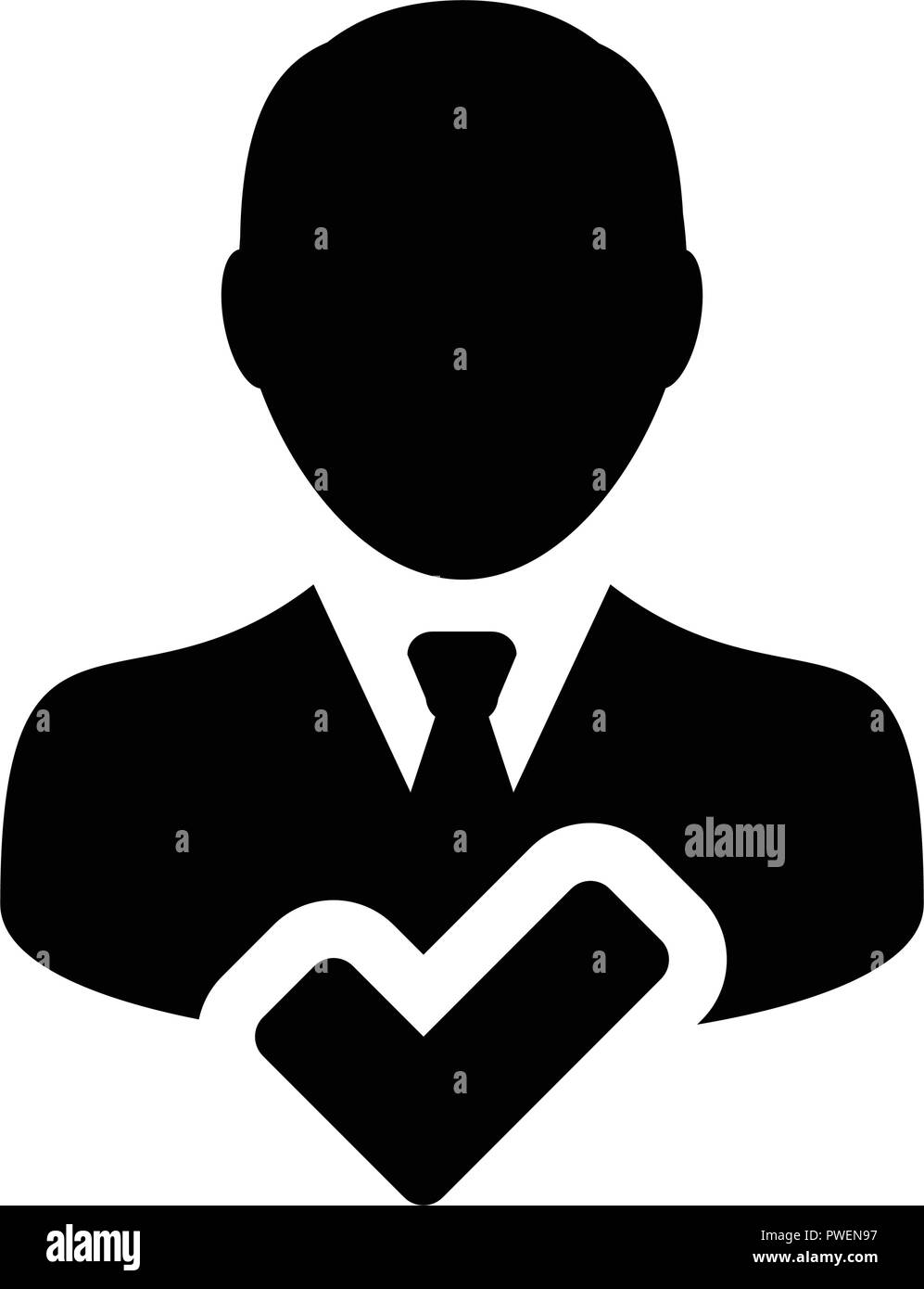 Tick Avatar icon vector male user person profile symbol in flat color ...