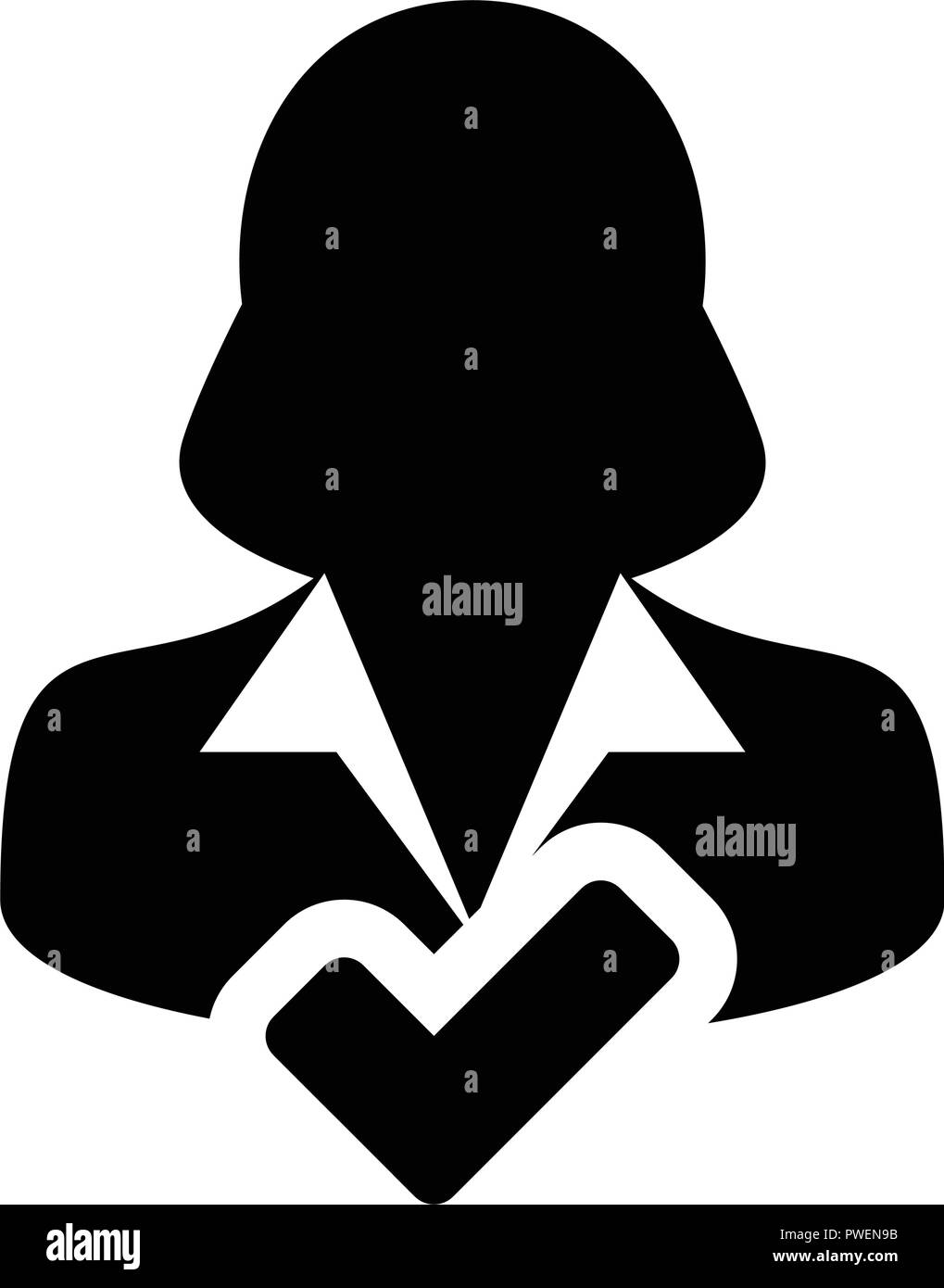 Accept user icon vector female person profile avatar symbol in flat ...