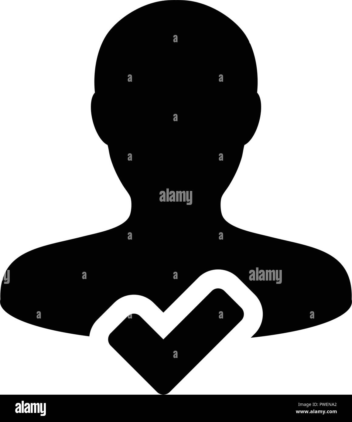 Approve Person icon vector male add user profile avatar symbol in flat ...