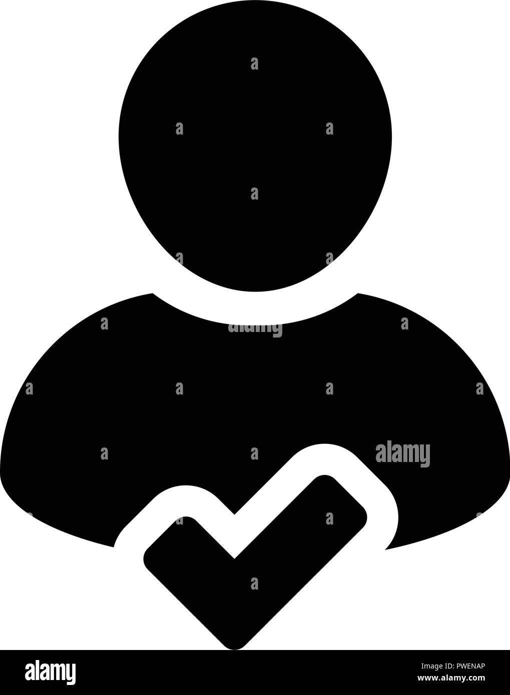 Male icon vector user person profile avatar with Accept symbol in flat ...