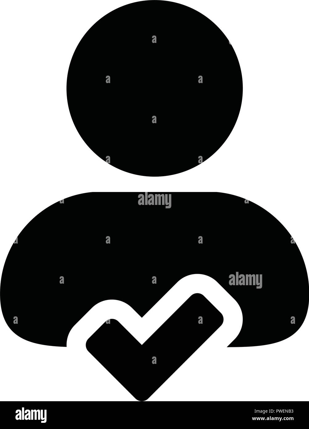 Man icon vector male user person profile avatar with Approved symbol in ...