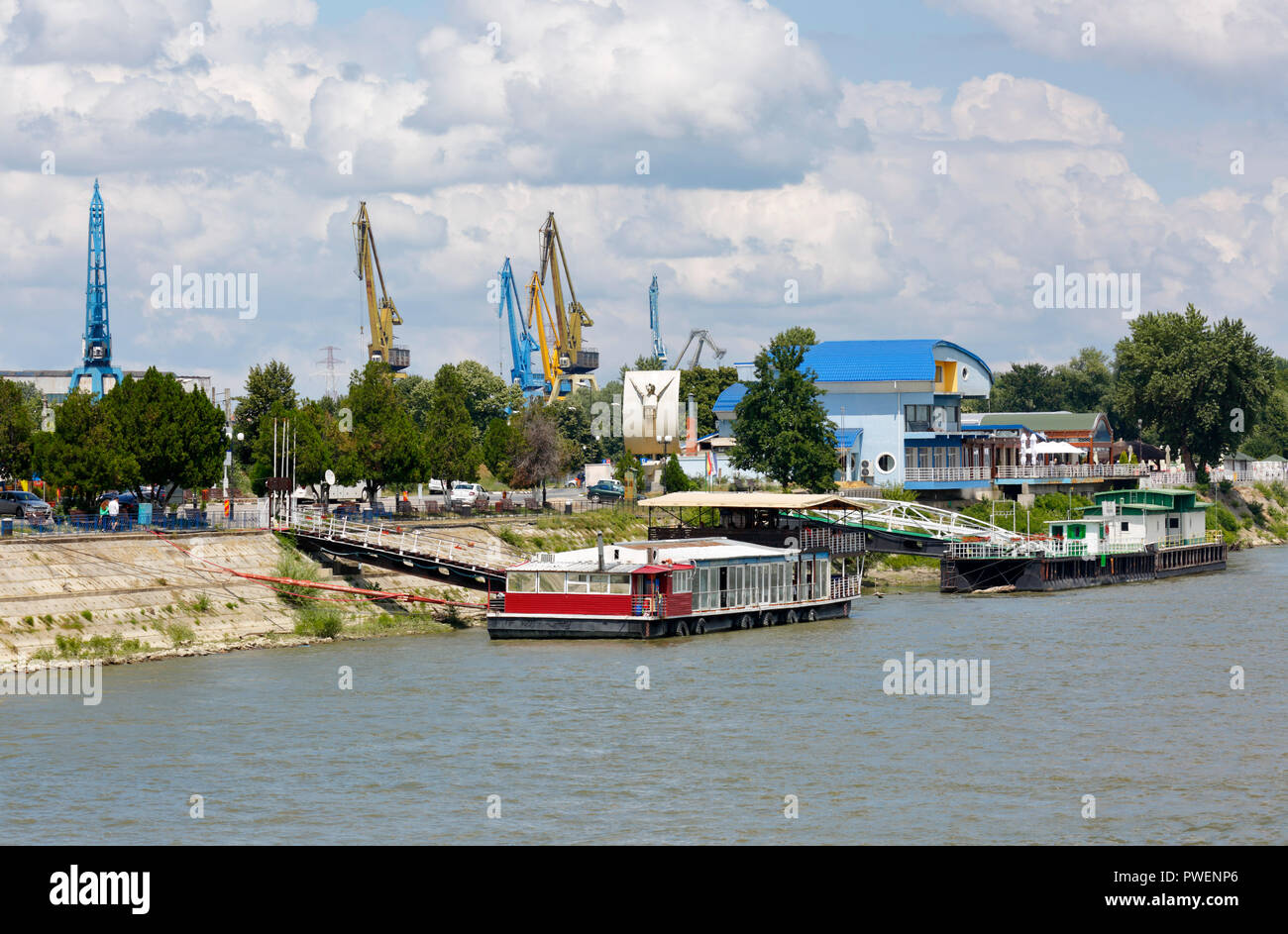 Romania, Giurgiu at the Danube, Muntenia, Greater Wallachia, harbour ...
