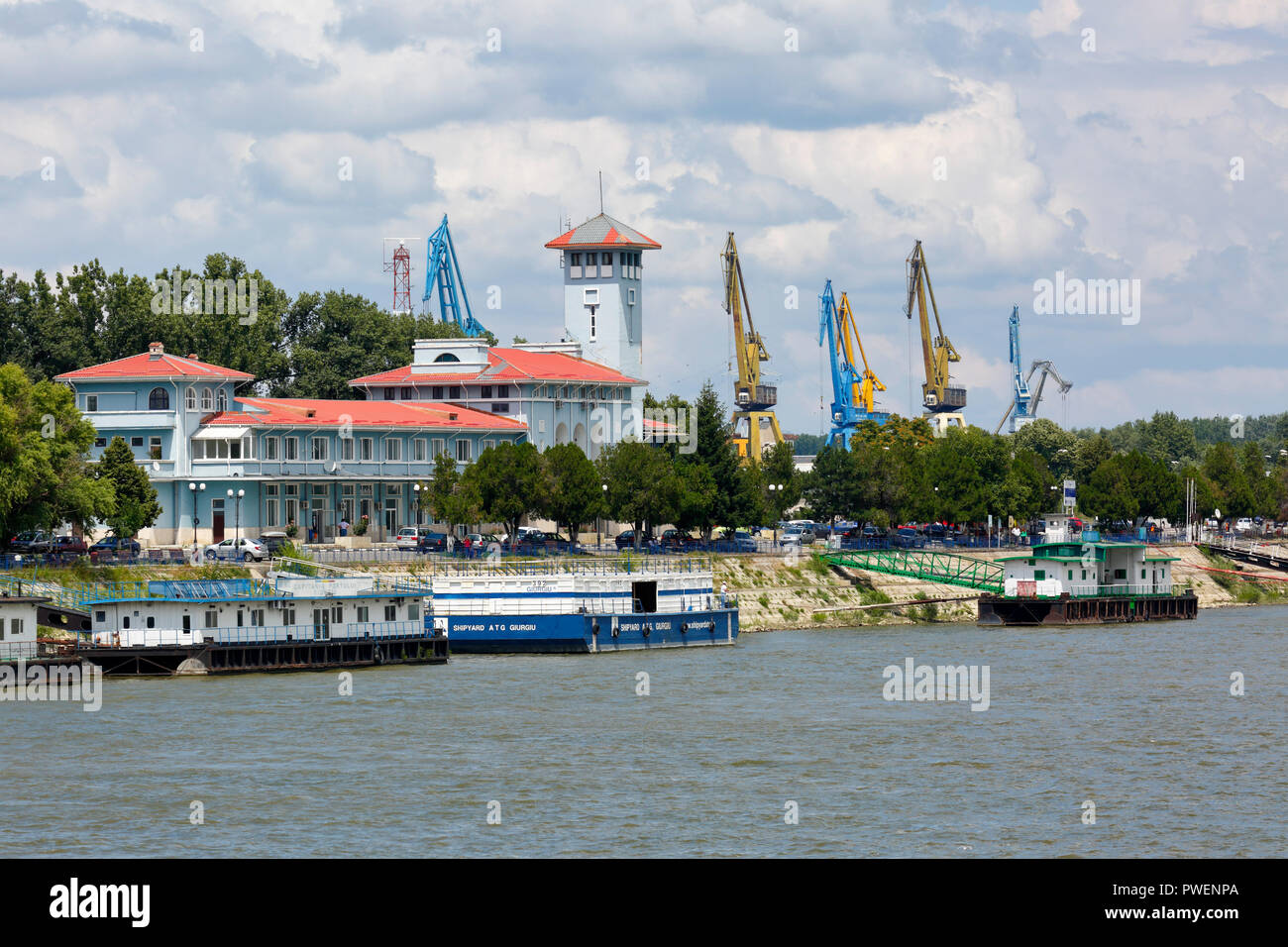 Romania, Giurgiu at the Danube, Muntenia, Greater Wallachia, harbour ...