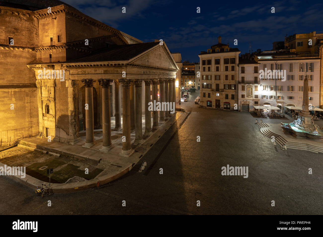 Aerial view of the ancient Pantheon church at dawn in Rome, Italy Stock ...