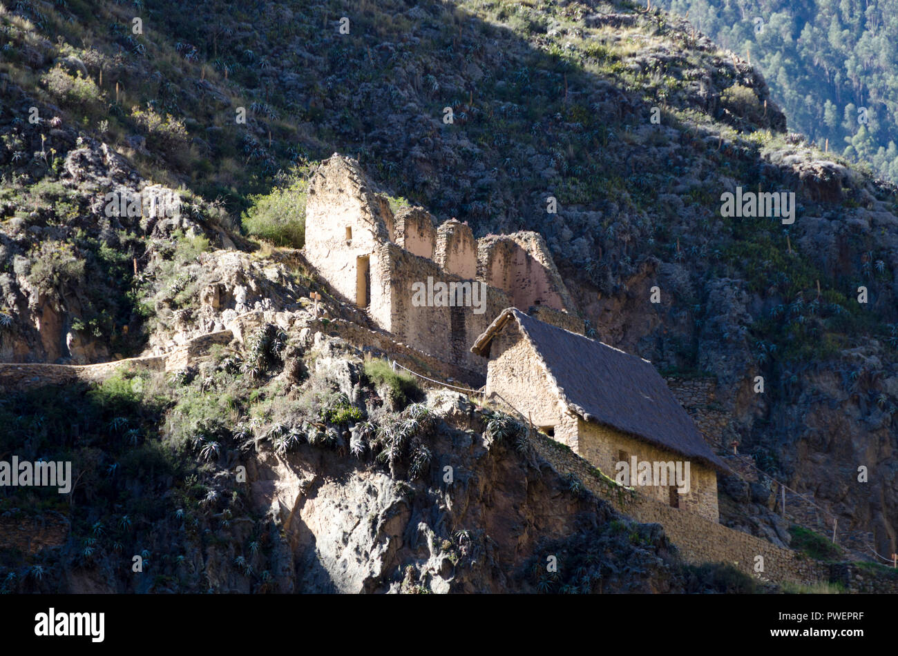 Inca store houses, Ollantaytambo, Sacred Valley, Peru Stock Photo - Alamy