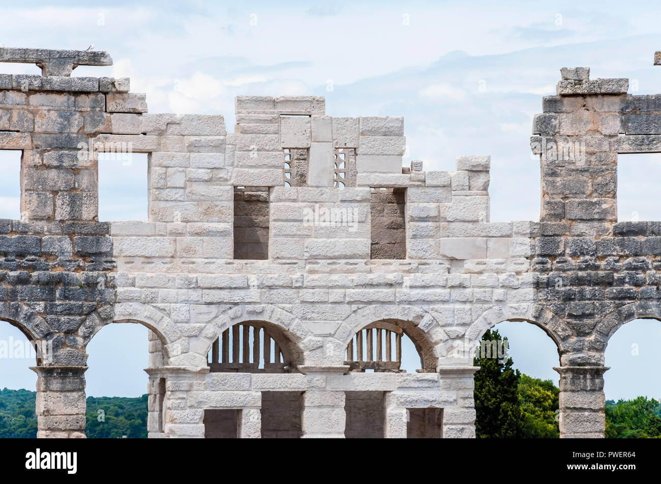 Pula, Croatia - June 18, 2014: New reconstructed facade wall in Pula ...