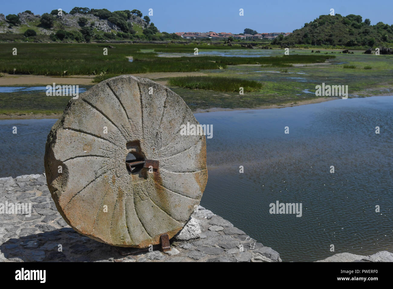 Tidal mill of Santoña marsh Stock Photo - Alamy