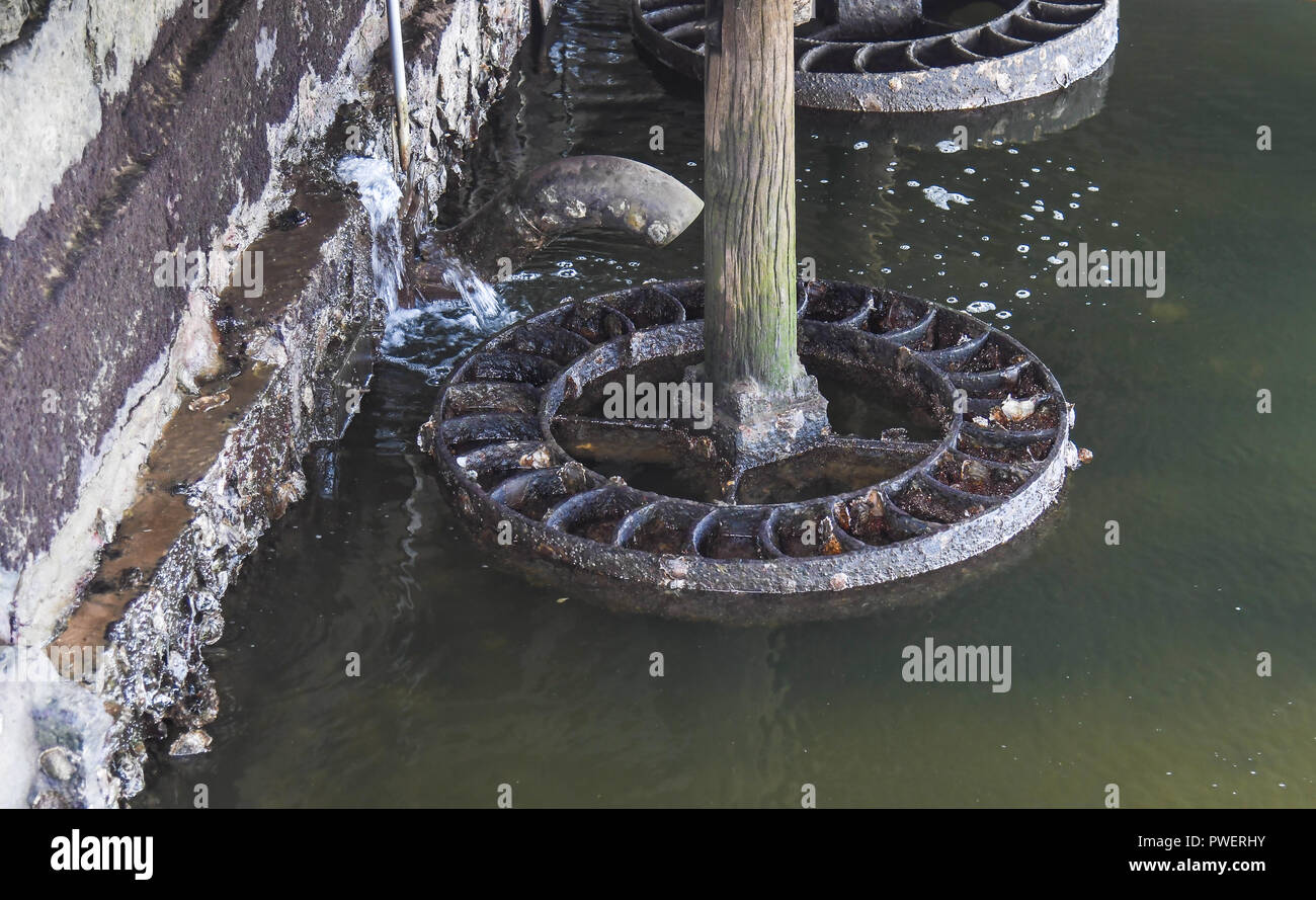Turbines of the tide mill of Santoña marshes Stock Photo - Alamy