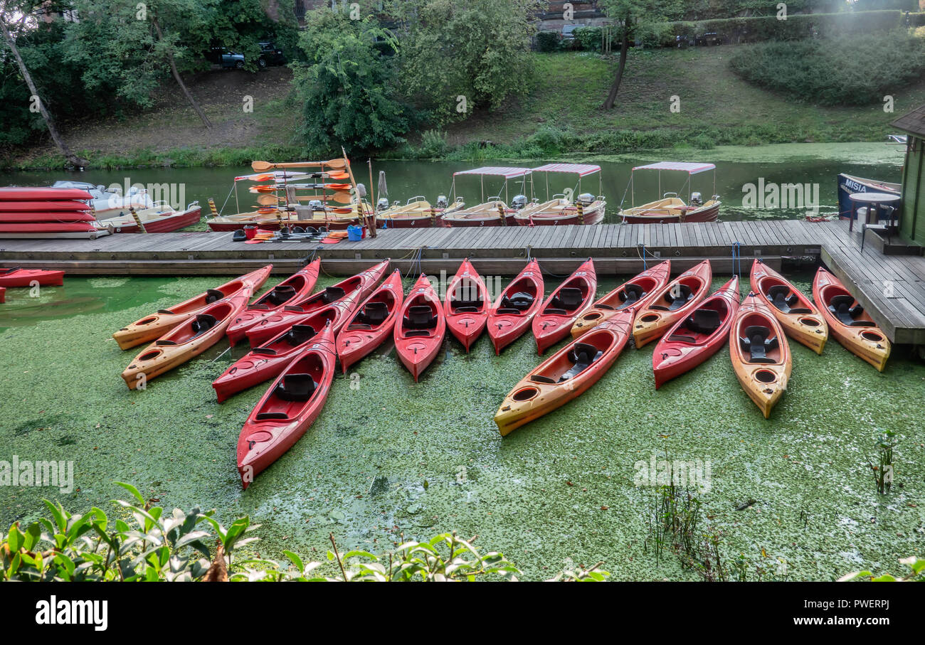 Canoes in Wroclaw at the river Odra in Wroclaw, Poland Stock Photo - Alamy