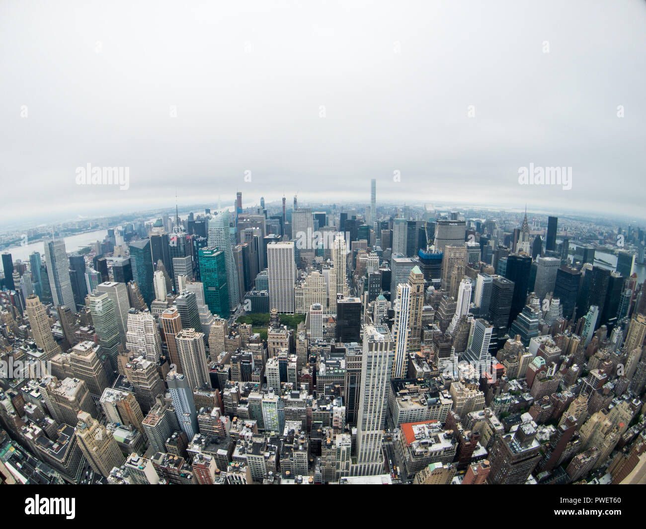 Aerial view of Manhattan skyscraper from Empire state building Stock ...