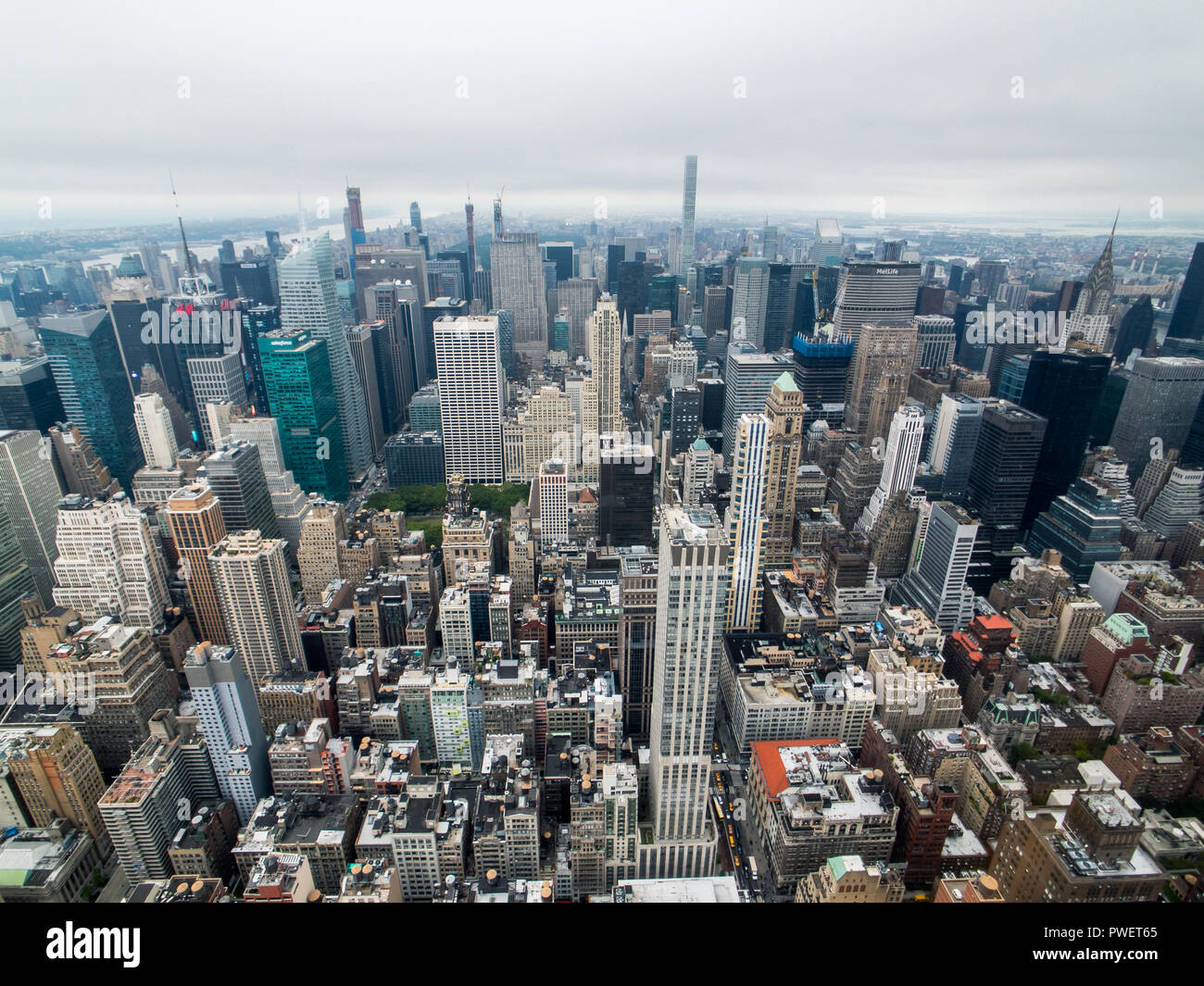 Aerial view of Manhattan skyscraper from Empire state building Stock ...