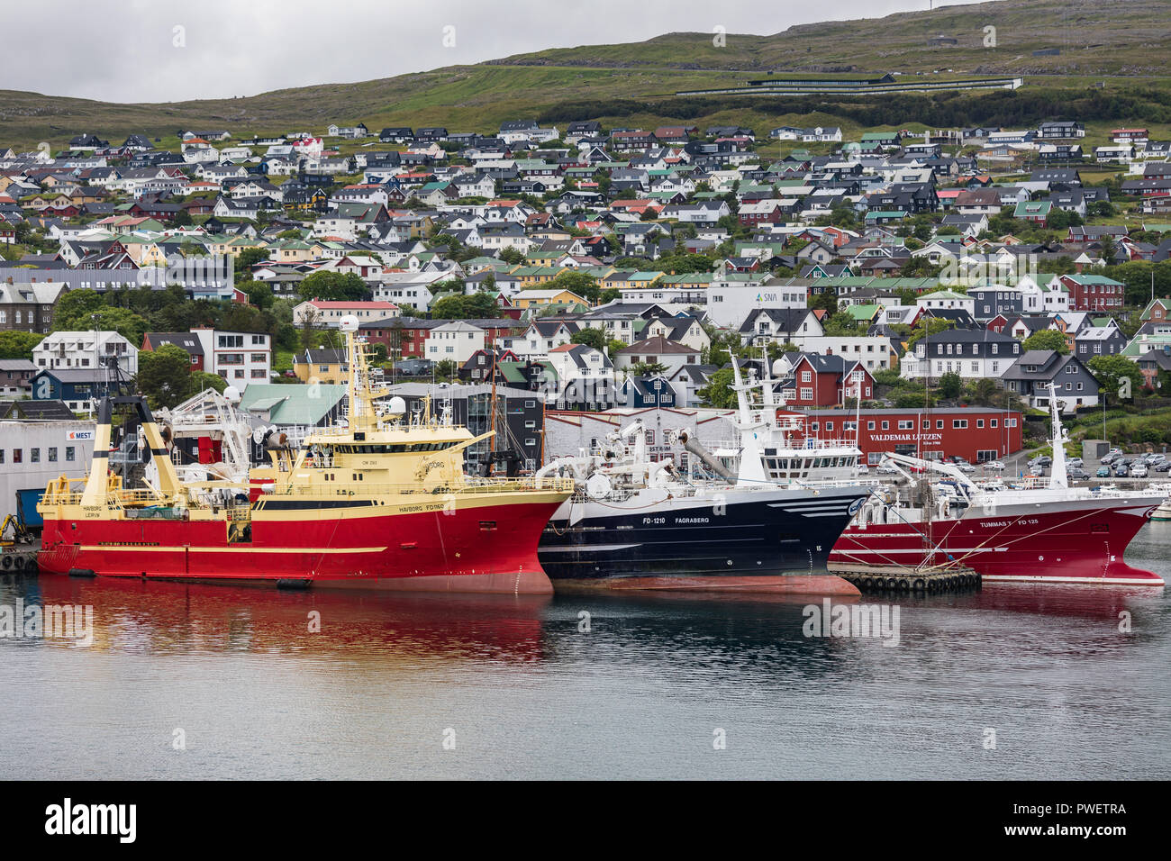 Panorama view to the city of Torshavn on Faroer islands denmark Stock ...