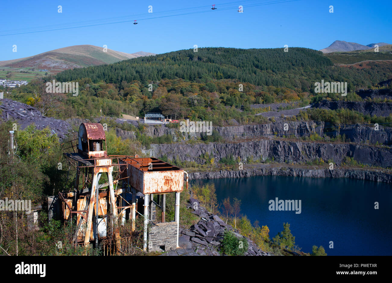 Zip World, a busy tourist attraction in the disused part of Penrhyn ...