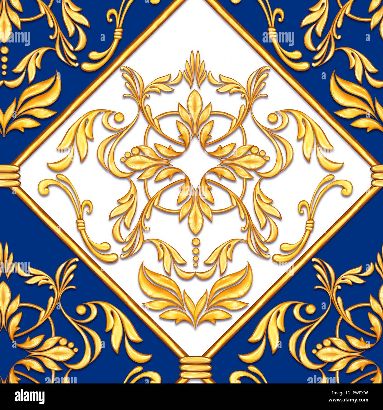 Seamless baroque pattern with decorative golden leaves Stock Photo - Alamy