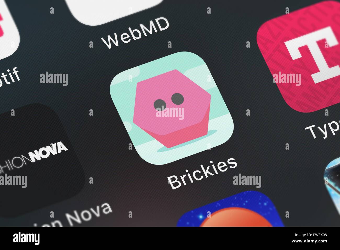 London, United Kingdom - October 15, 2018: Close-up shot of Noodlecake ...