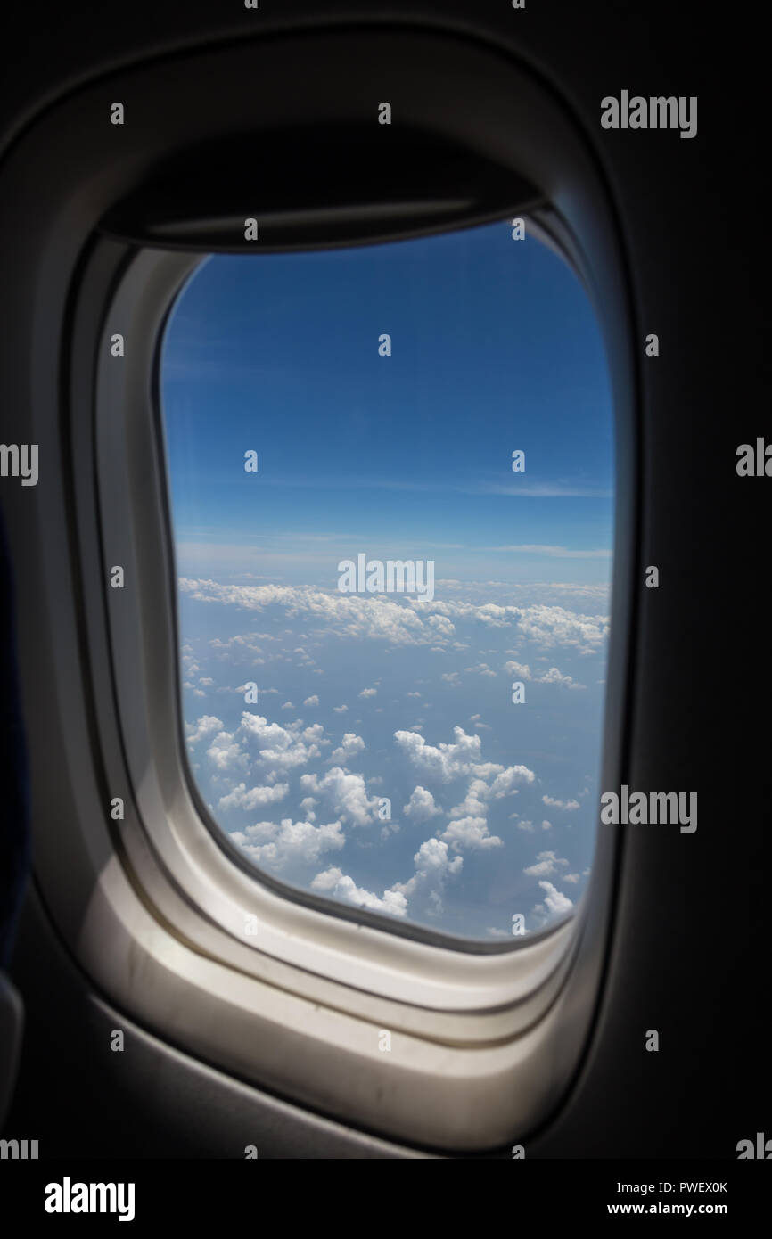Airplane seat and window inside an aircraft Stock Photo - Alamy