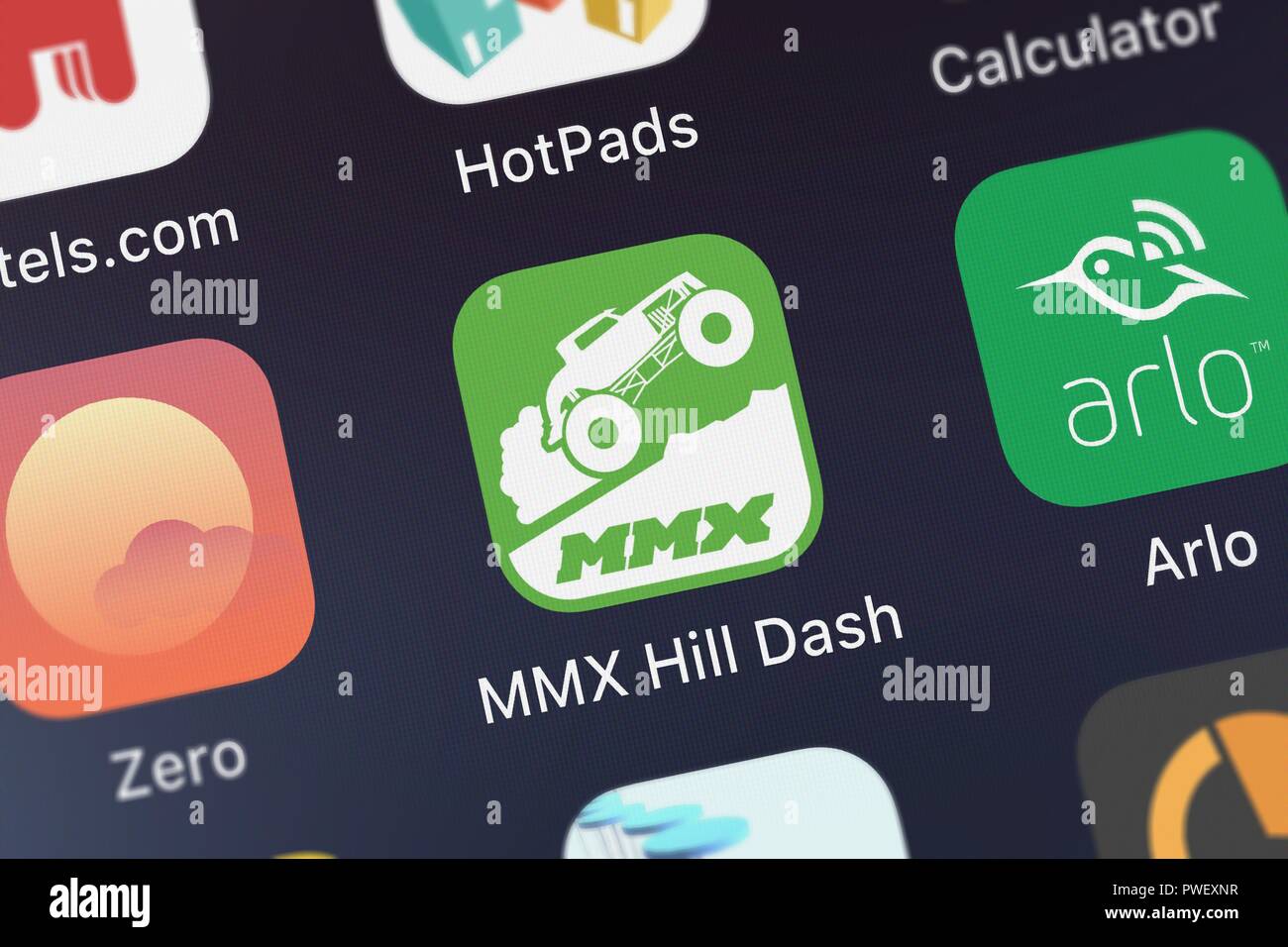 London, United Kingdom - October 15, 2018: Screenshot of Hutch Games ...