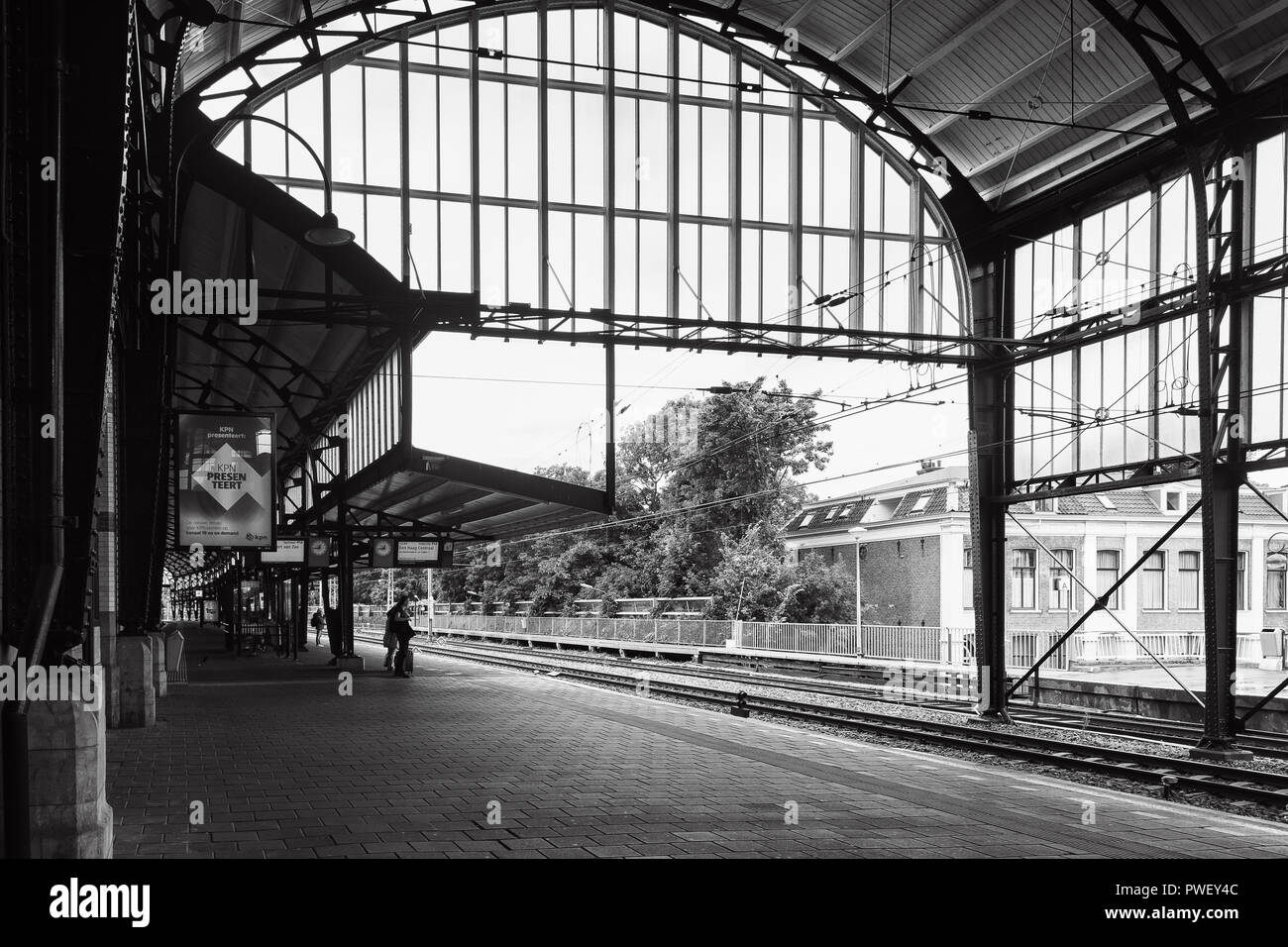 Haarlem, Netherlands, August 5, 2016: Black and white photo of ...