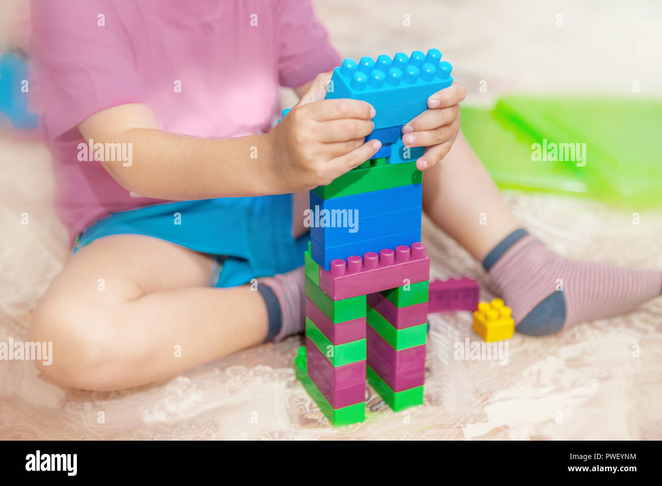 The child collects the designer. Children activities in kindergarten or ...