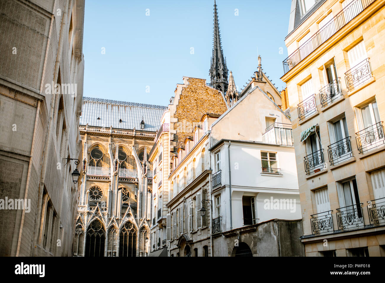 Street view with beautiful buildings in Paris, France Stock Photo - Alamy