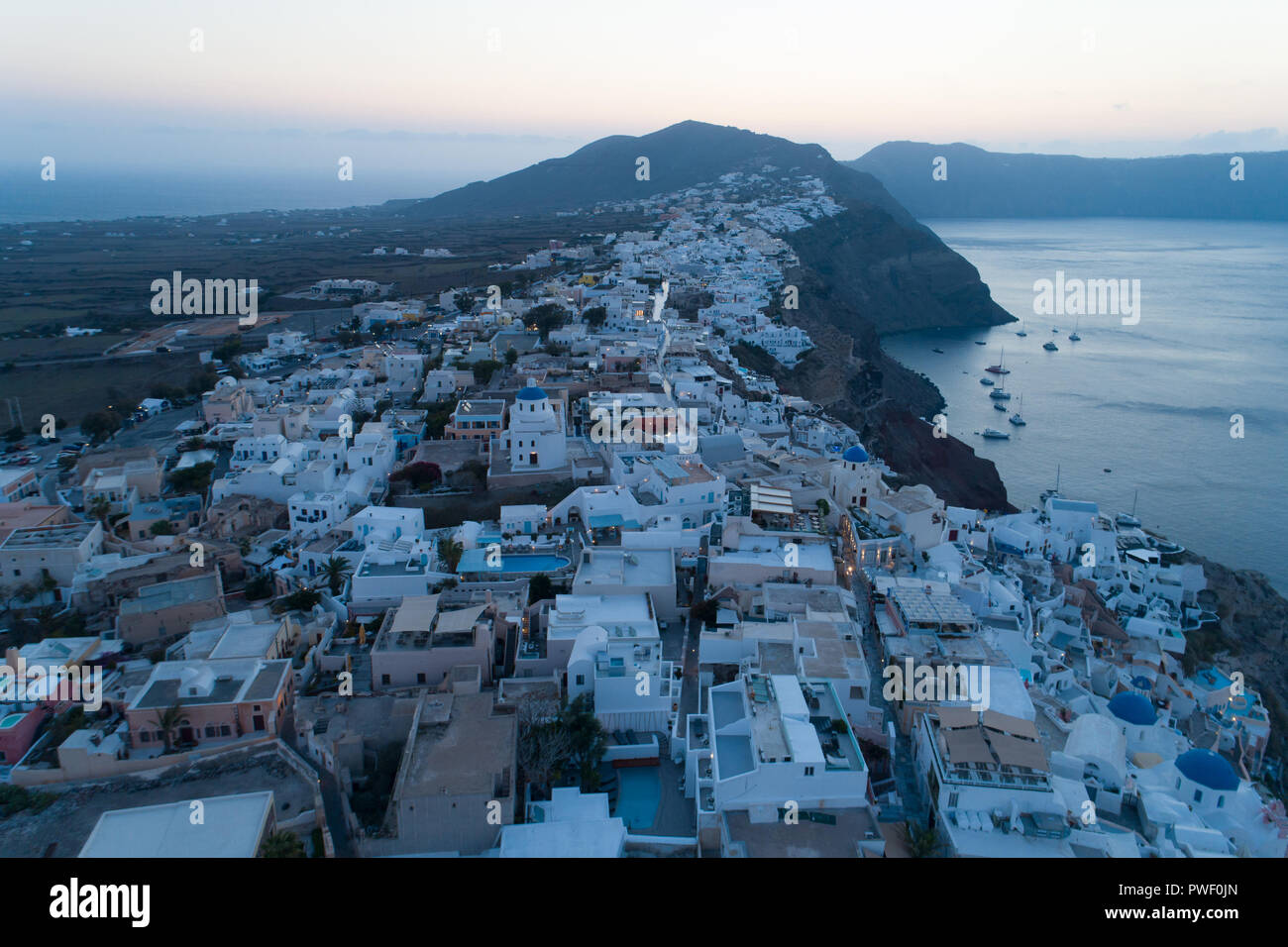 Aerial view of Oia city on Santorini Greece Stock Photo - Alamy
