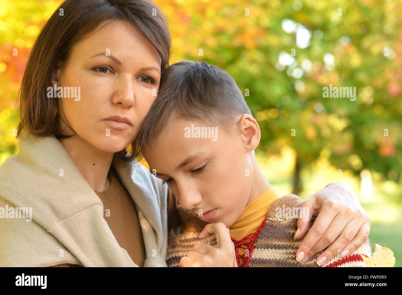 Sad comfort mother son hi-res stock photography and images - Alamy