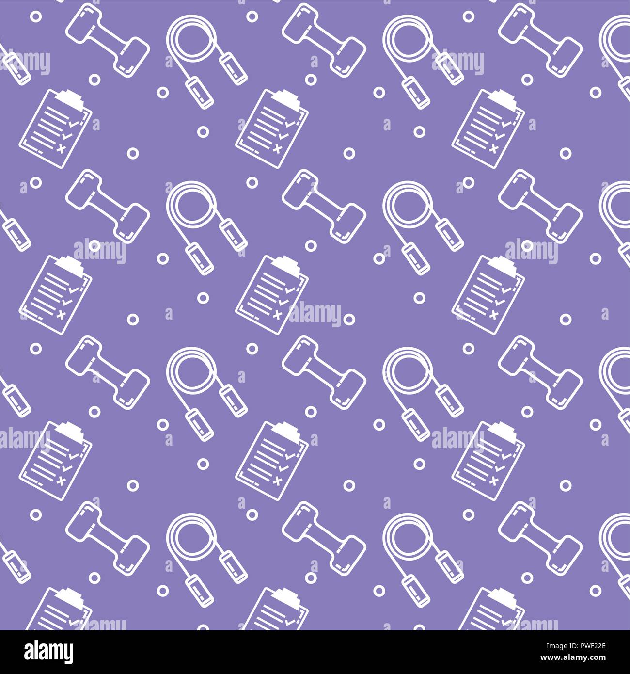 weight lifting dumbbells and rope jump pattern vector illustration ...