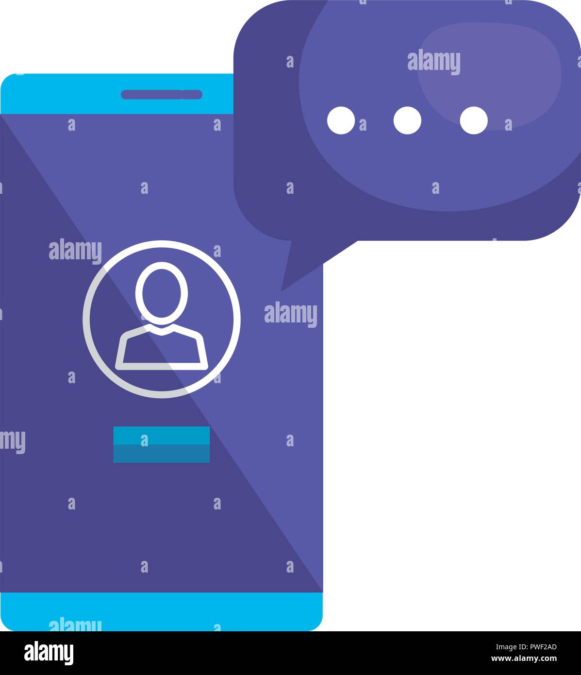 smartphone with acount user and speech bubble vector illustration Stock ...