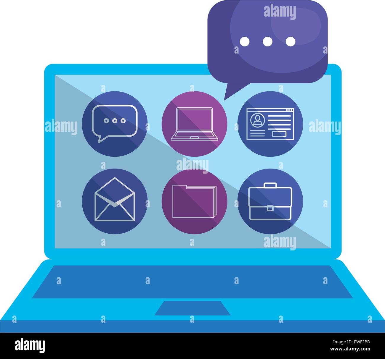 laptop computer with social media icons vector illustration design ...