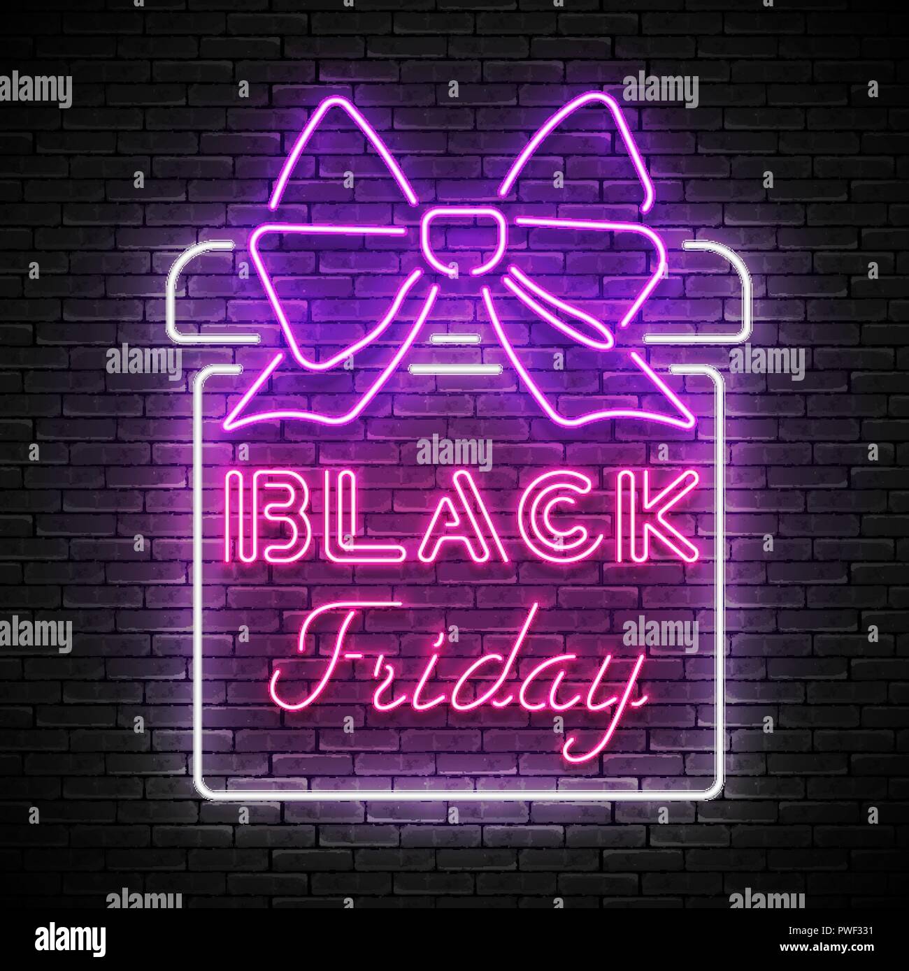 Shining and glowing realistic BLACK FRIDAY red neon sign with white ...