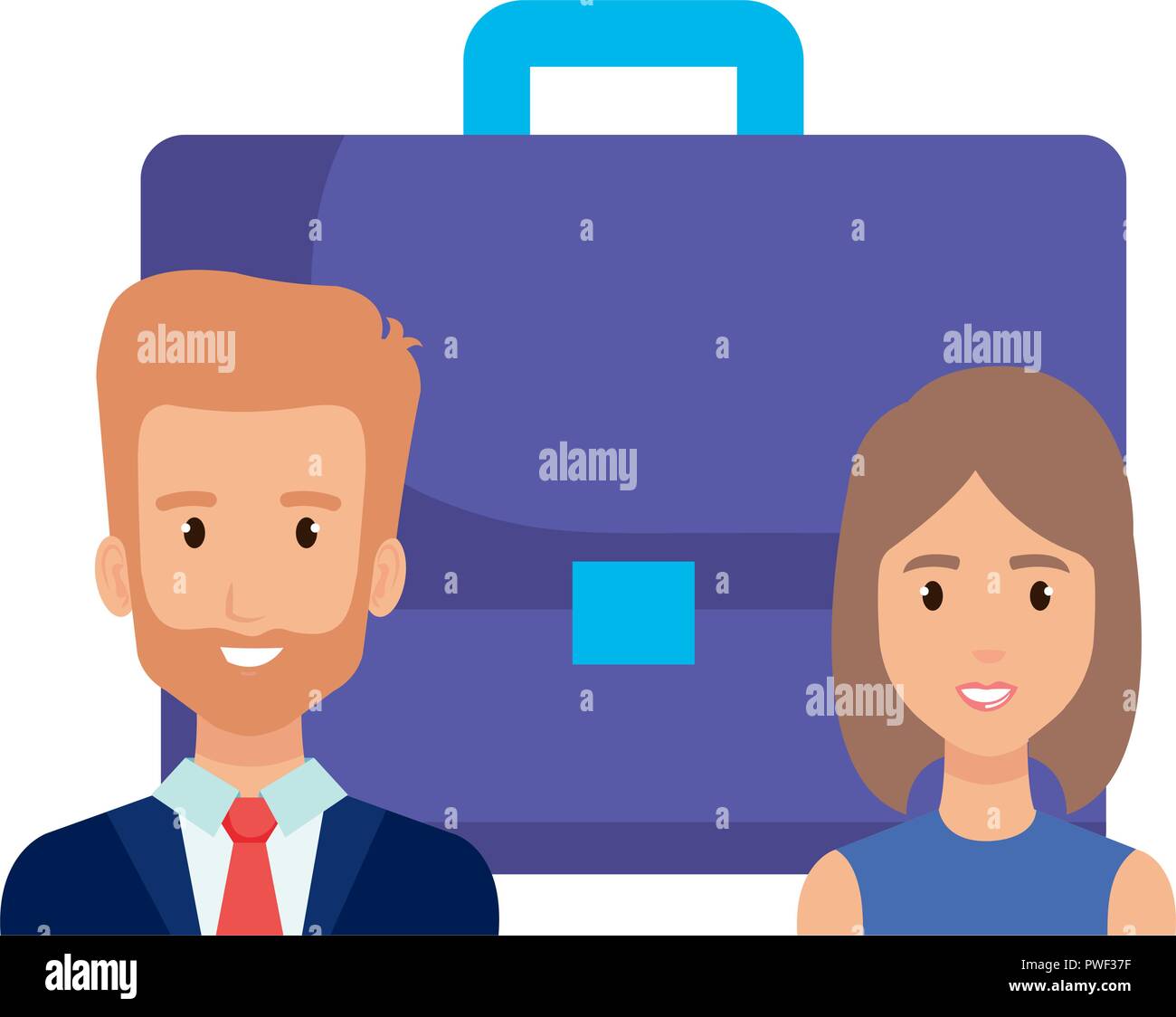 business couple with portfolio avatars vector illustration design Stock ...