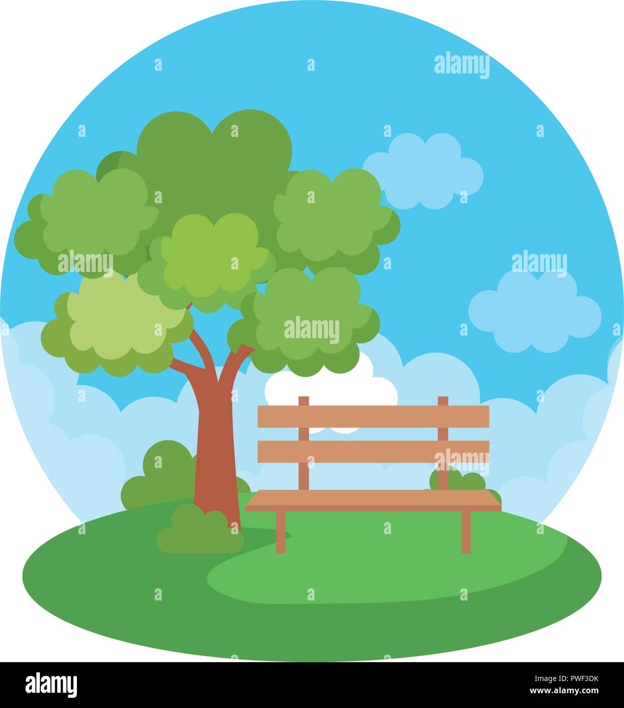 park landscape with chair scene vector illustration design Stock Vector ...