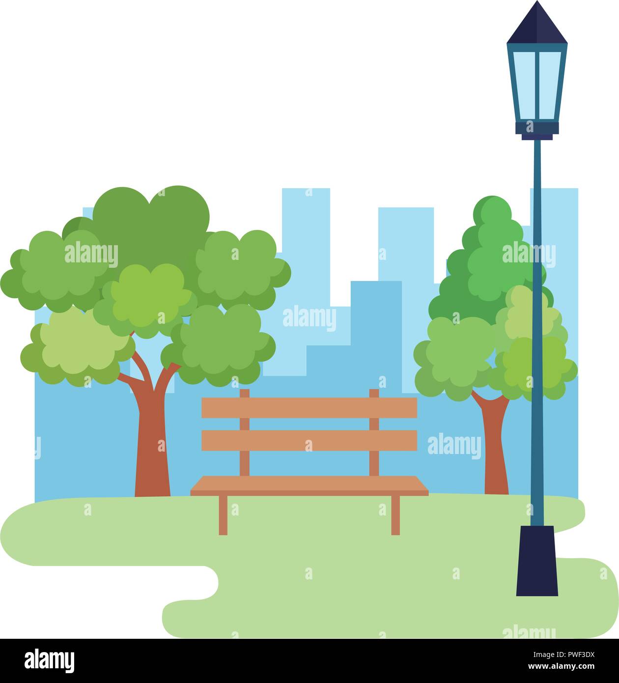 park landscape with lantern and chair scene vector illustration design ...